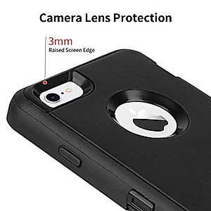 CAFEWICH iPhone 6/6S Case Heavy Duty Shockproof High Impact Tough Rugged Hybrid Rubber Triple Defender Protective Anti-Shock Silicone Mobile Phone Cover for iPhone 6/6S 4.7"(Black)