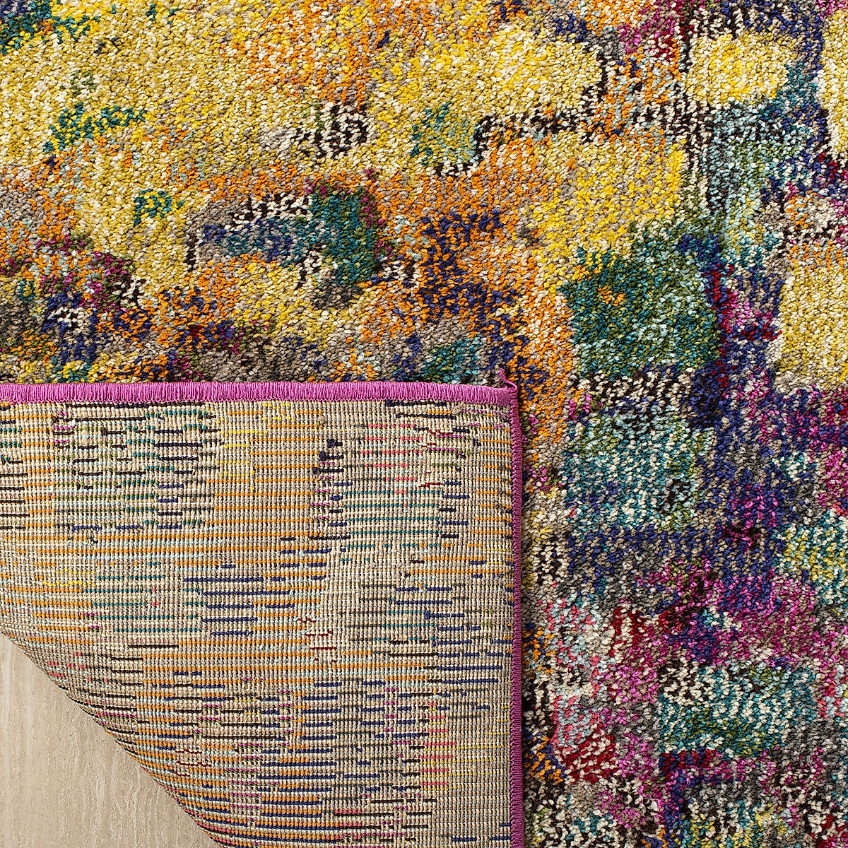 SAFAVIEH Monaco Collection Area Rug - 9' x 12', Pink & Multi, Boho Chic Abstract Watercolor Design, Non-Shedding & Easy Care, Ideal for High Traffic Areas in Living Room, Bedroom (MNC225D)