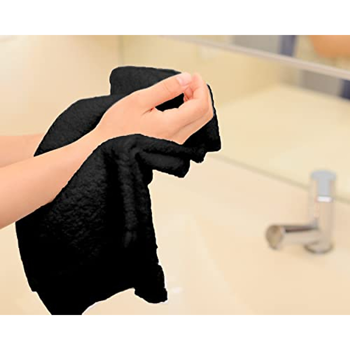 GOLD TEXTILES Premium Black Hand Towels for Bathroom -100% Ring Spun Cotton (4 Pack, 16x30 Inches) Luxury Soft Absorbent & Quick Dry, Large Bathroom Hand Towel Perfect for Hotel, Salon, Gym & Spa