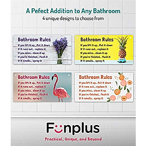 Fun-Plus Lavender Bathroom Decor, 12″x6″ PVC Plastic Wall Decoration Hanging Sign, High Precision Printing, Water and Humidity Proof, Bathroom Rules, Purple Bathroom Accessories, Lavender
