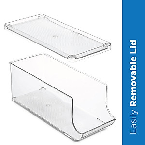 Set of 2 Stackable Refrigerator Organizer Bins Pop Soda Can Dispenser Beverage Holder for Fridge, Freezer, Kitchen, Countertops, Cabinets - Clear Plastic Canned Food Pantry Storage Rack Holds 9 Cans