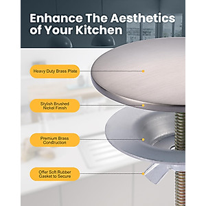 ALEASHA Kitchen Sink Hole Cover, Faucet Hole Cover for Kitchen Sink, Tap Hole Plate Stopper Cover Blanking Brass Metal Plug, Brushed Nickel