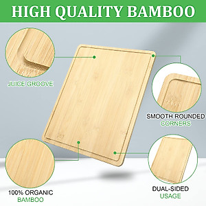 10 Pieces Bamboo Cutting Boards Set Bamboo Chopping Board Bulk Wooden Cutting Boards Thick Sturdy Chopping Board with Juice Groove for Kitchen Meat Cheese and Vegetables Heavy Duty Serving Tray