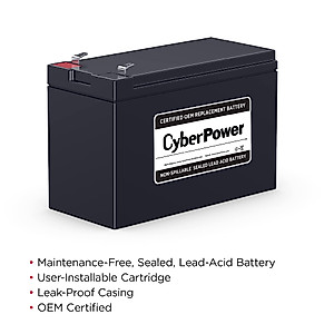 CyberPower RB1280 UPS Replacement Battery Cartridge, Maintenance-Free, User Installable, 12V/8Ah