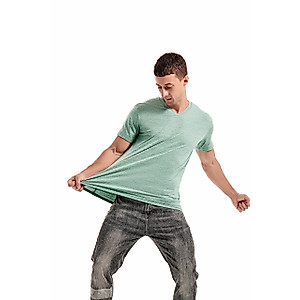 KLIEGOU Men's V Neck T Shirts - Casual Stylish Fitted Tees for Men Light Green-Grey XL
