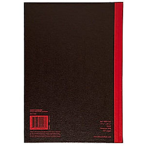 Black n' Red Casebound Hardcover Notebook, 11-3/4" x 8-1/4", Black/Red, 96 Ruled Sheets, Sold as 6 Pack (D66174)