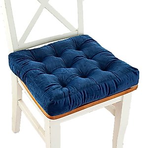 QinQin Store Soft Velvet Chair Pads for Dining Room Set of 2 Chair Cushions Thickened Tatami Floor Seat Cushion Tufted Square Chair Cushion Seat Pillows (L:50×50cm/19.7"×19.7", Royal Blue)