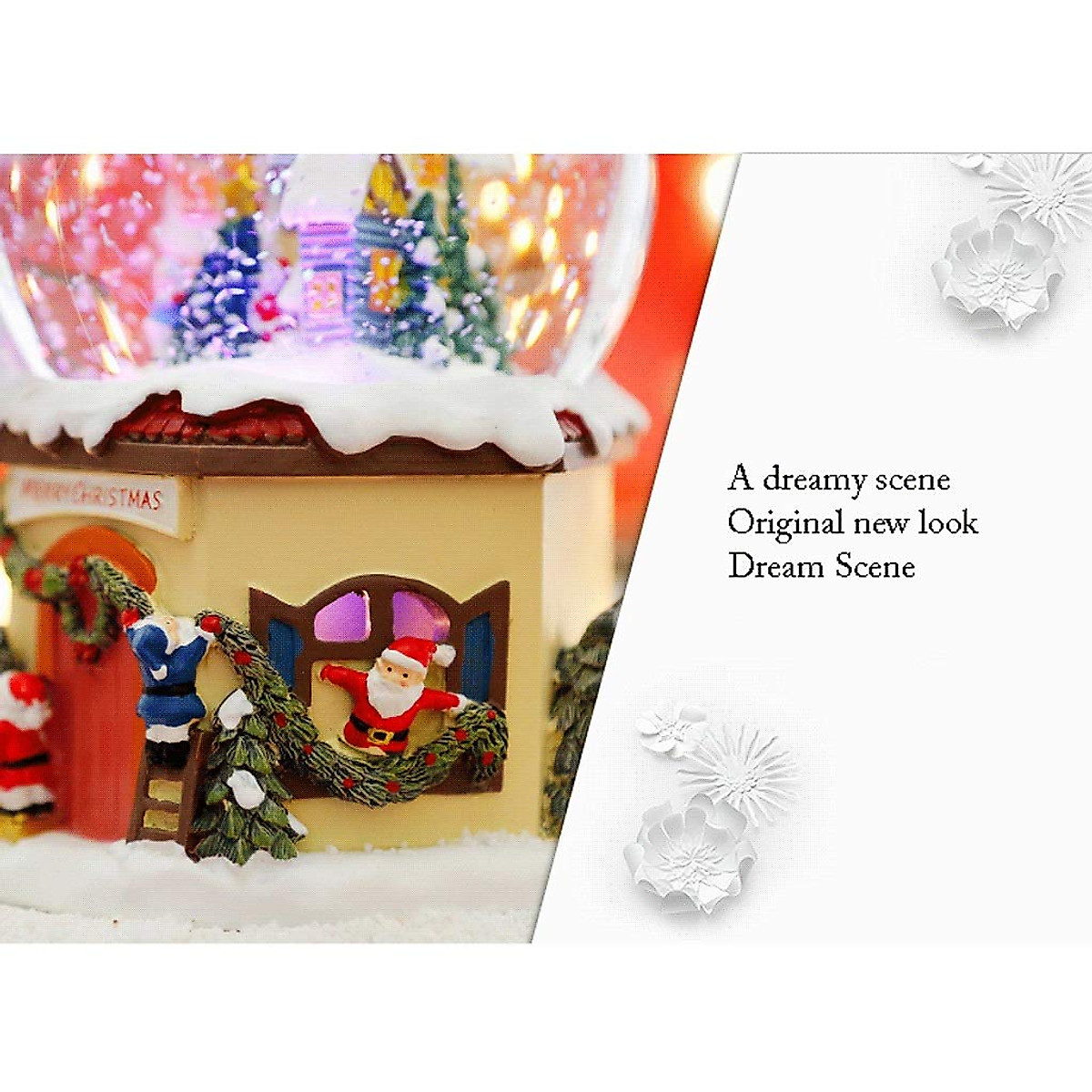 ZSM Music Boxes for Boys and Girls Music Box Christmas Music Box 'Jingle Bells' Musical Figurine Crystal Ball Music Box Santa and Reindeer Christmas Snow Globe