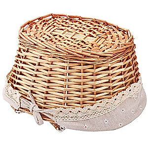 Peohud Wicker Picnic Basket, Woven Empty Easter Basket for Gifts, Picnic Hamper with Double Folding Handles, Willow Garden Harvest Basket with Linen for Candy, Egg Gathering, Toys, Wedding