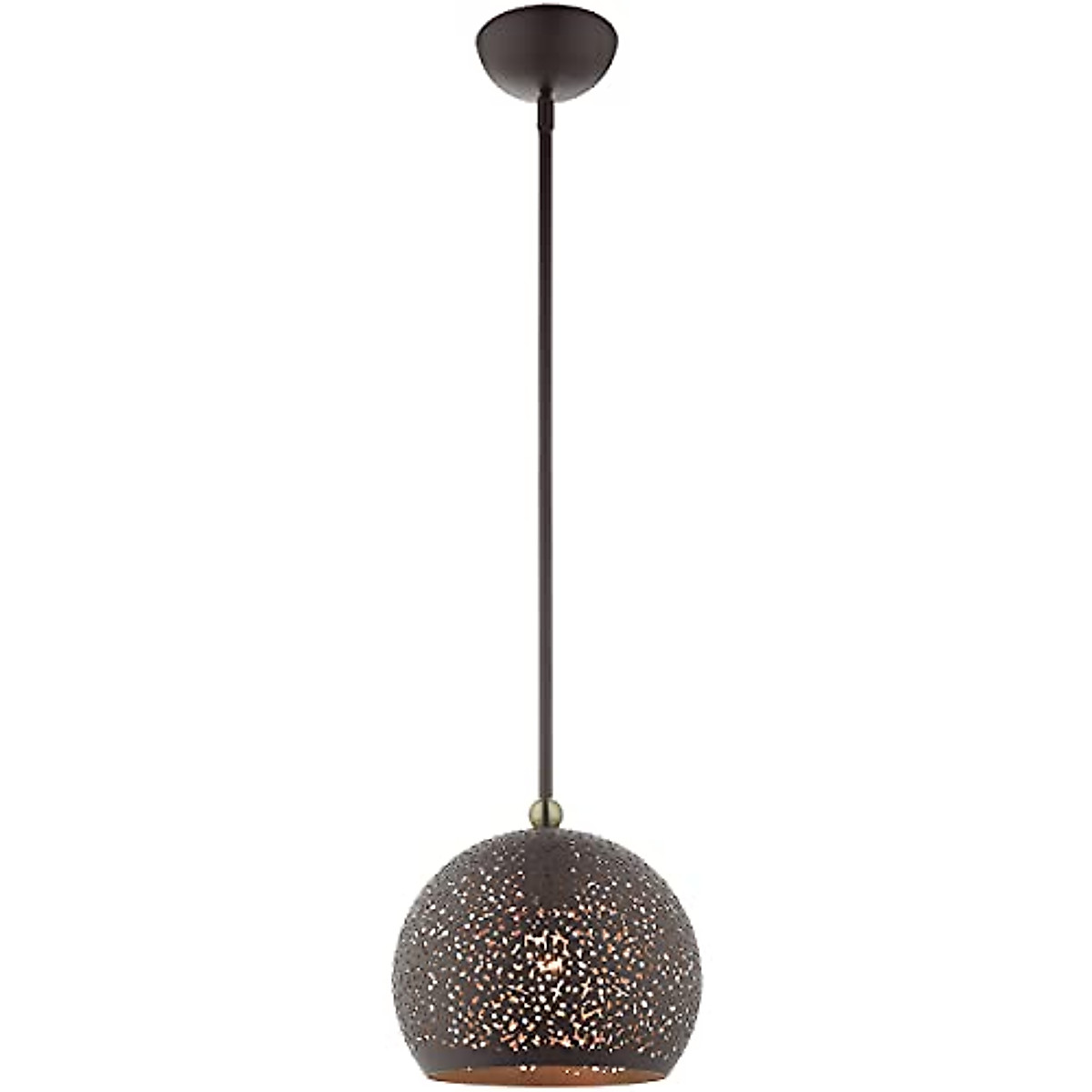 Livex Lighting 49181-07 1 Light Bronze Pendant Black W/ Antique Brass Accents