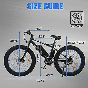 ECOTRIC Cheetah Electric Bike 26" X 4" Fat Tire Bicycle 500W 36V 12.5AH Battery EBike Beach Mountain Snow E-Bike Throttle & Pedal Assist for Adults - 90% Pre-Assembled