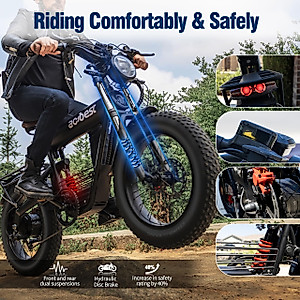 ACTBEST Electric Bike for Adults - Electric Dirt Bike with 2000W Motor, 960Wh Removable Battery, 20" x 4.0 Fat Tires E Motorcycle with Dual Suspension & Hydraulic Brakes, 7-Speed, 32MPH