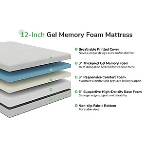 Novilla Full Size Mattress, 12 Inch Gel Memory Foam Mattress Full, Mattress in a Box for Back Pain Relief, Medium Firm Mattress with Edge Support & Motion Isolation, Ataraxia