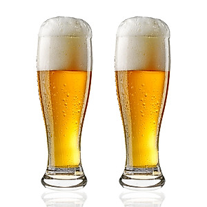 Burns Glass Bar Glasses, Classic Pilsner Glass Tall Beer Glasses with Heavy Base, 24 Oz. (Set of 2)