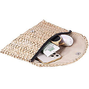 Kuang Womens Straw Clutch Purse Handbag Shoulder Clutch Envelope Wallet Beach Straw Purse for Ladies