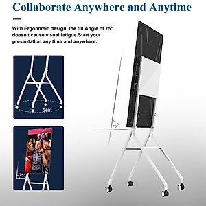 55In Flip Interactive Whiteboard, LINGHUFOX Rotating Adaptive Capacitive Electronic Whiteboard,4K Touch Screen Display Smart Board for Classroom (Board+Stand+Camera)