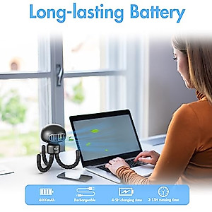 Stroller Fan Clip On Fan for Baby Stroller, Bladeless Portable Baby Fan for Stroller, Auto Oscillating 4000mAh Rechargeable Battery Operated Small Personal Fan for Car Seat Crib Bike Bed Travel Trip