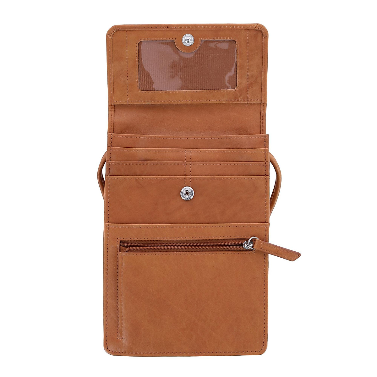 ili New York 6824 Leather Crossbody Organizer with RFID Blocking Lining (Antique Saddle)