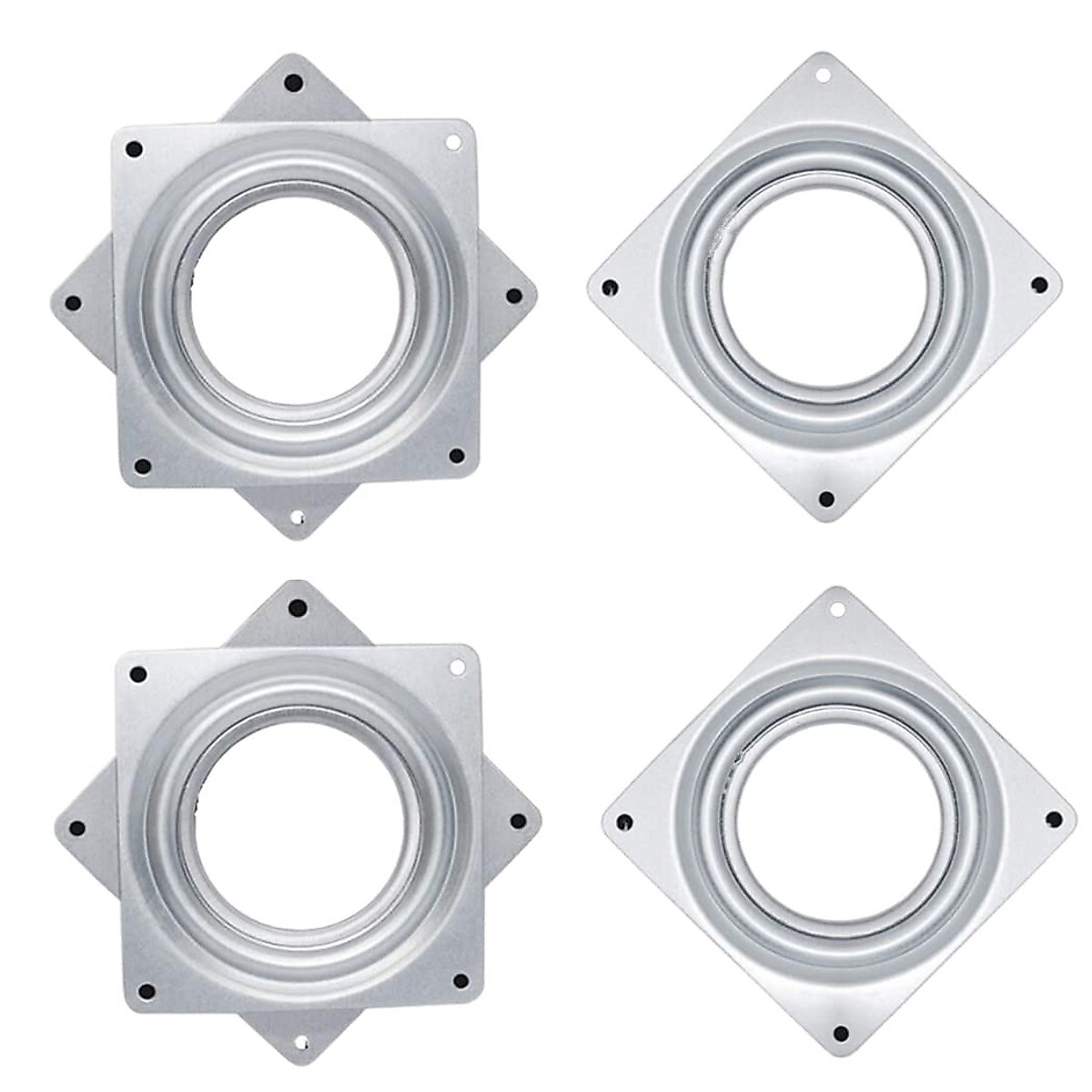 4 Pack 3 Inch Lazy Susan Hardware, Square Metal Turntable Bearings, 120lbs Capacity Steel Rotating Bearing Swivel Plate for Serving Trays, Craft Project, Kitchen Cabinet