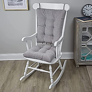 The Gripper Twill Jumbo XL Non-Slip Rocking Chair Cushion Set with Thick Padding, Includes Seat Pad & Back Pillow with Ties for Indoor Living Room Rocker, 17x17 Inches, 2 Piece Set, Gray