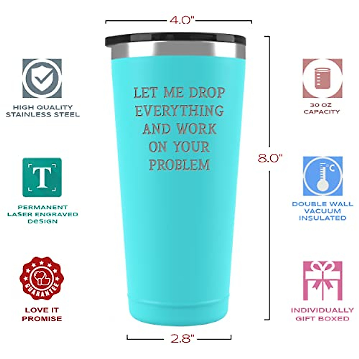 Funny Gifts for Women - Let Me Drop Everything - Stainless Steel Tumbler with Lid - Birthday Gag Gifts for Women Men Boss - Funny Coworker Gifts Ideas - Unique Coffee Mug Tumbler for Women, Mint 30 oz