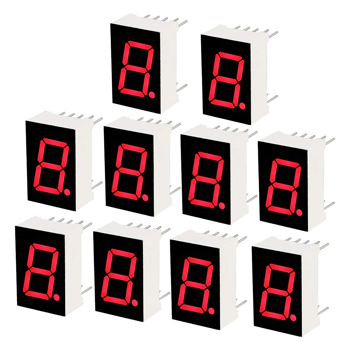 uxcell Common Anode 10 Pin 1 Bit 7 Segment Display 0.75 x 0.5 x 0.31 Inch 0.5" Red LED Display Digital Tube 10pcs