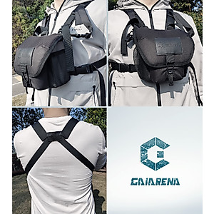 GAIARENA Waterproof Binocular Harness Chest Pack, Bino Harness Case with Rangefinder & Cellphone Pocket for 20x50 Binoculars(Full Size)