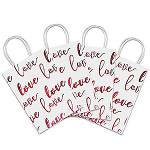 12Pcs Mothers Day Gift Bags, Love Theme Paper Bags with Handle for Valentines Day, Wedding, Father's Day, Sweetest Day or Any Occasion Holiday Bags for Gifts