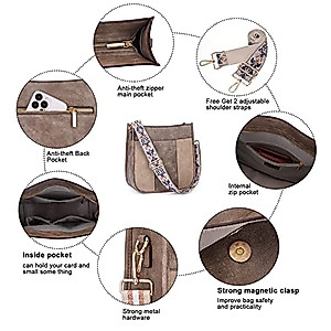 Caitina Crossbody Bag For Women,Vegan Leather Crossbody Hobo Handbag with 2 Adjustable Strap Zipped Pockets Shoulder Bags(Apricot)