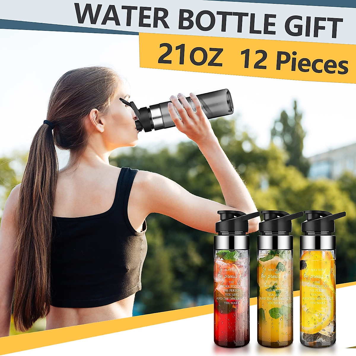 Dandat 6 Pcs 21oz Team Water Bottle Bulk Employee Appreciation Gifts Bulk Water Bottle May You Be Proud Sign Gift for Coach Athlete Team Portable Sports Supplies(Gray)