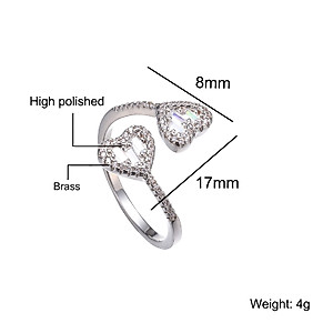 FEEL STYLE Adjustable Octopus Rings and Iced Out Ring Diamond Heart Eternity Band Ring Statement Wedding Rings for Men Women Hip Hop Rapper Jewelry (Silver)