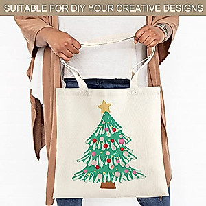 Joywell Linen Tote Bags Super Durable Reusable Grocery 5 Pack Shopping Bag Natural Cloth Blank Large Tote Bags Machine Washable Women Fashionable Crafts White Bag Suitable for DIY Gift Activity Beige