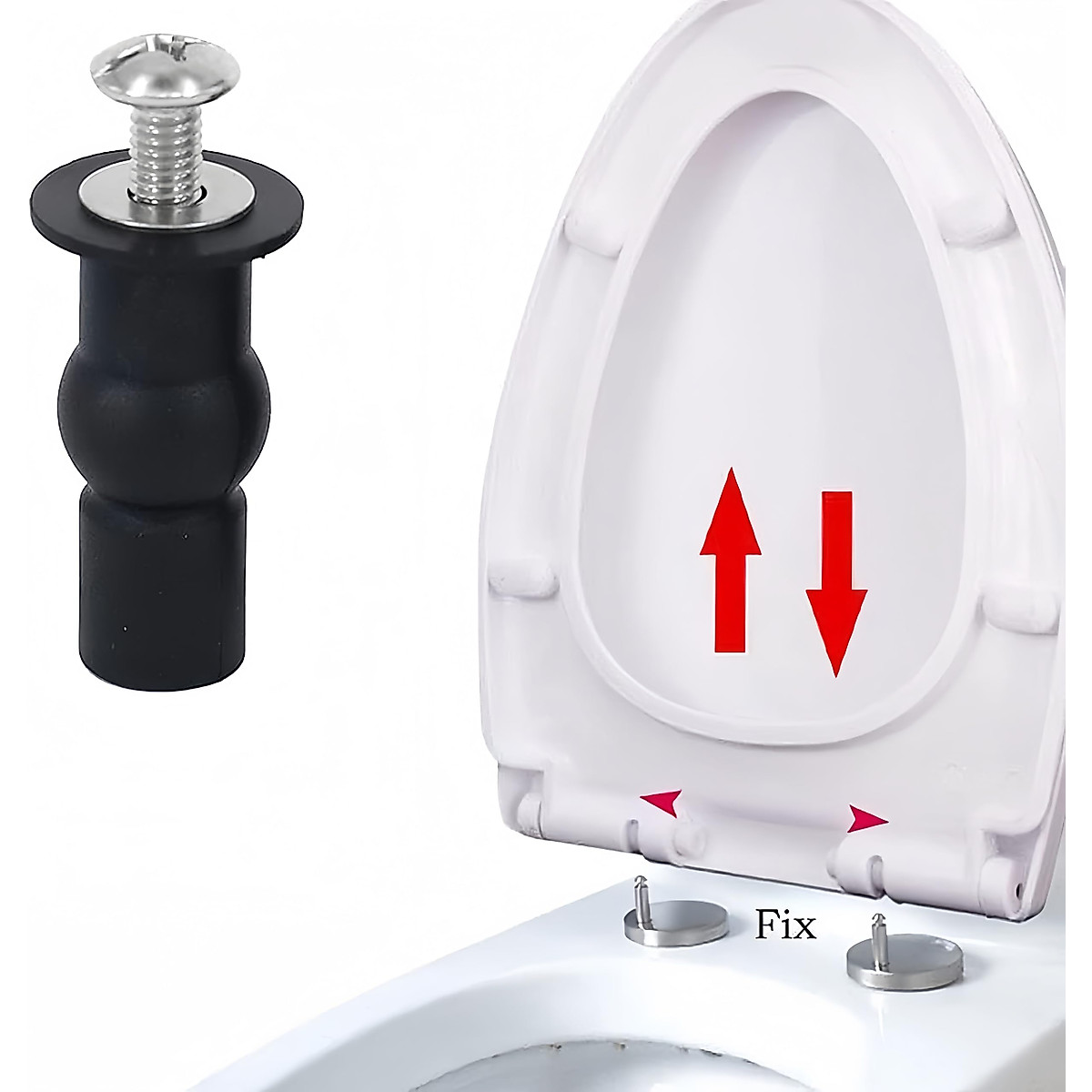 Universal 2PCS Toilet Seat Hinges Screws, Toilet Seat Top Fixing Part, Toilet Seat Fixing Device Rubber Top Nut,Toilet Seat Screws