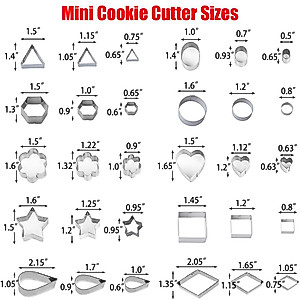 30Pcs Mini Cookie Cutter Set with Box, Small Stainless Steel Veggie Cutters, Polymer Clay Cutters for Kids, Geometric Set for Biscuit Cutter, Tiny Fruit Cutter