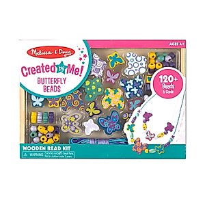 Melissa & Doug Created by Me! Butterfly Beads Wooden Bead Kit, 120+ Beads for Jewelry-Making