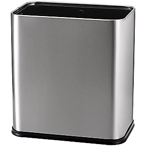 Coloch 10L Rectangle Metal Trash Can, 2.6 Gallon Stainless Steel Wastebasket Slim Size Garbage Bin Silver Invisi-Overlap Open Top Rubbish Bin for Bathroom, Kitchen, Home, Hotel, Office, School