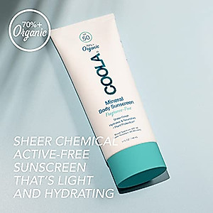 COOLA Organic Mineral Sunscreen SPF 50 Sunblock Body Lotion, Dermatologist Tested Skin Care For Daily Protection, Vegan and Gluten Free, Fragrance Free, 5 Fl Oz