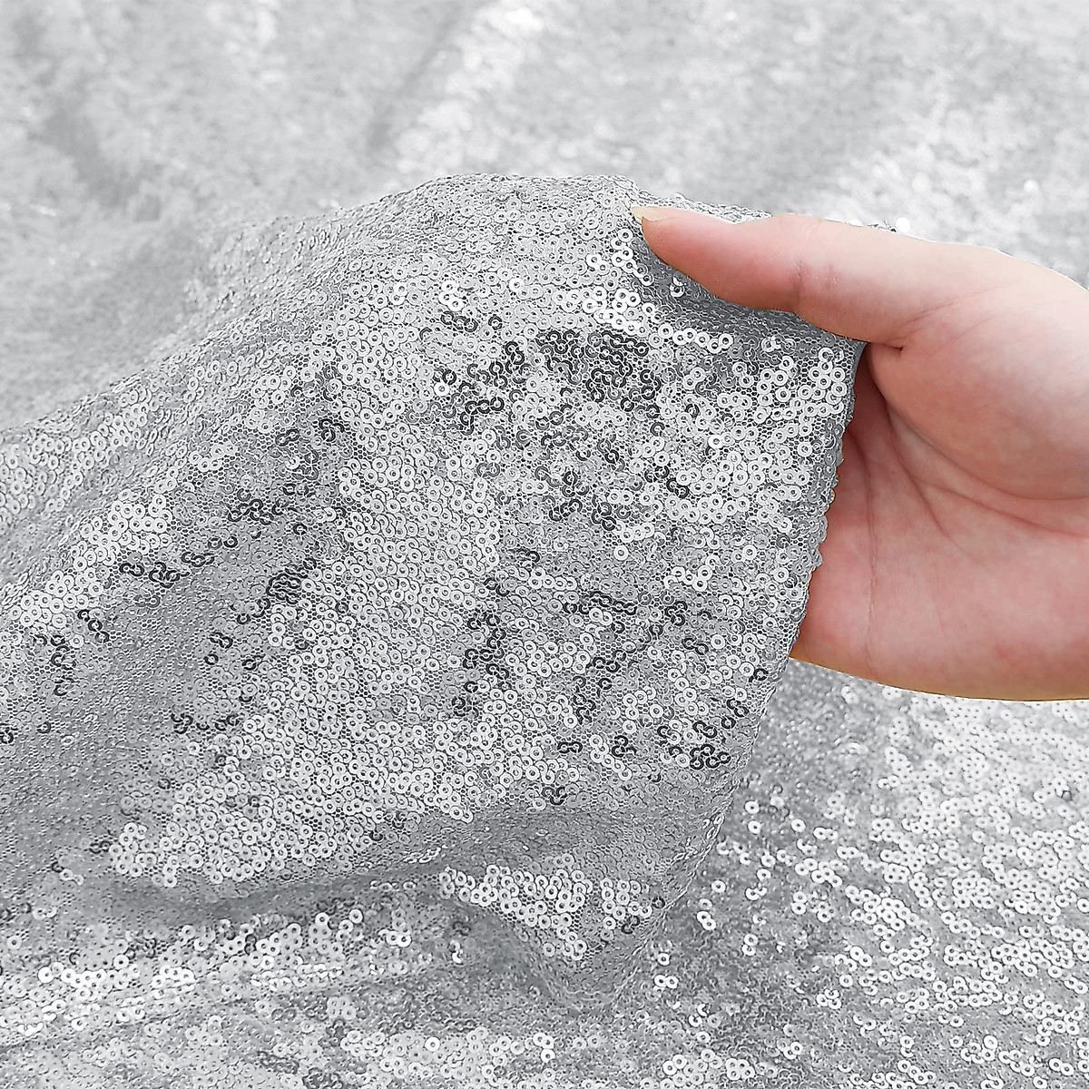 Sugargirl Silver Sequin Backdrop Curtain 4 Panels 2FTx8FT Glitter Silver Background Drapes Sparkle Photography Backdrop for Party Wedding Birthday Wall Decoration