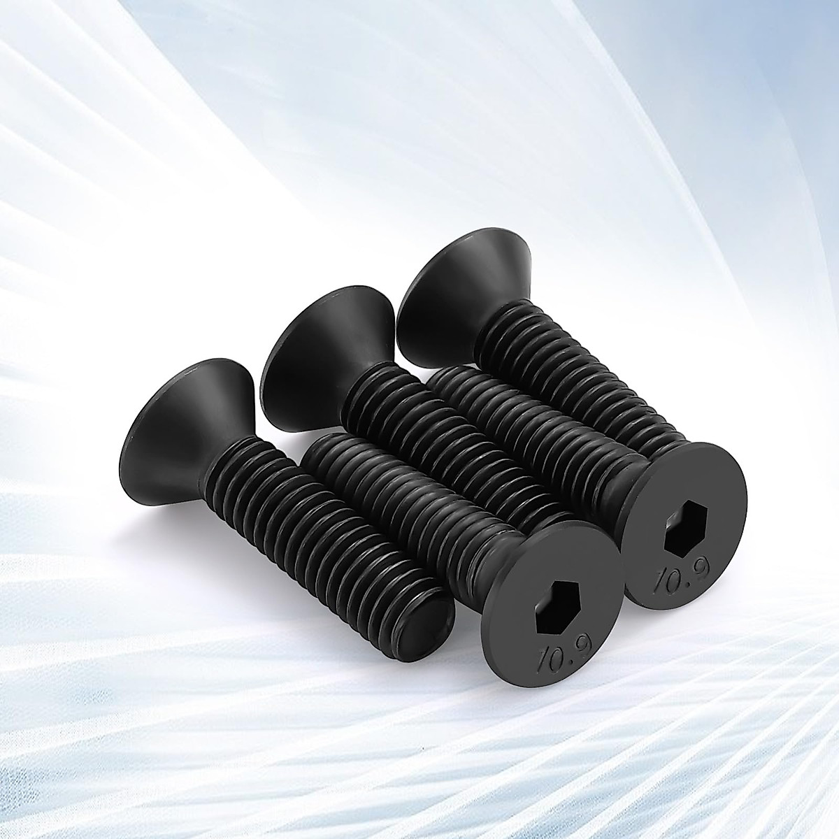 M5-0.8 x 10mm Flat Head Socket Cap Screws Countersunk Bolts, Class 10.9 Black Oxide Alloy Steel, DIN 7991, 100 PCS