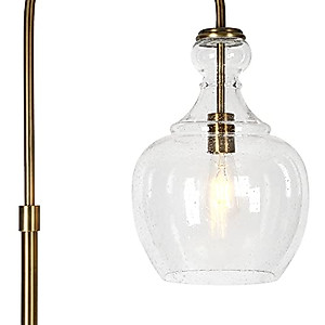 Henn&Hart Arc Floor Lamp with Glass Shade in Brass/Seeded, Floor Lamp for Home Office, Bedroom, Living Room