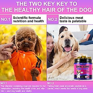 Natural Skin & Coat Chews for Dogs, Dog Vitamins and Supplements for Healthy Skin and Coat with Chicken Flavor, Itch Relief for Dogs with Allergies, Dog Vitamins and Supplements, Omega 3
