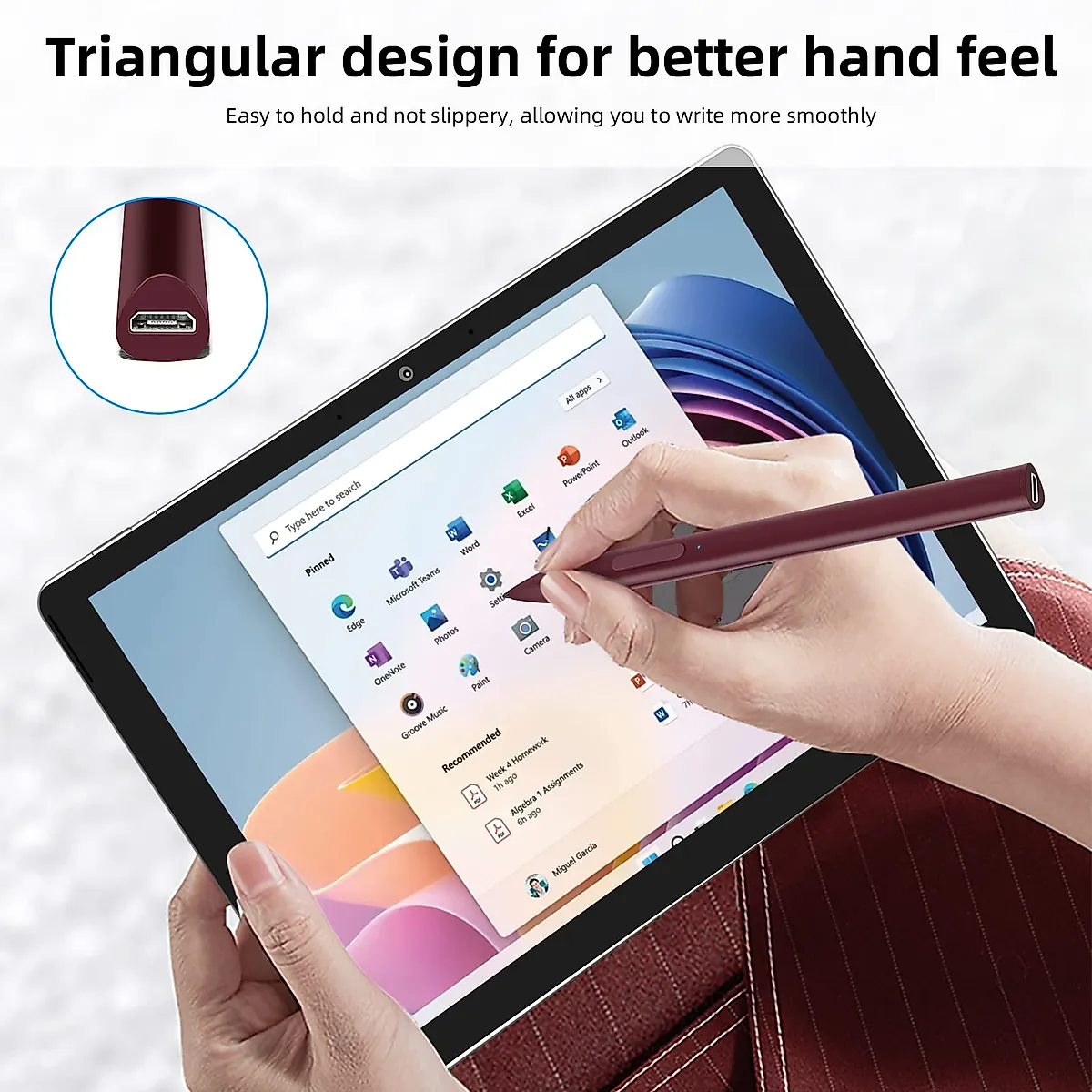 SSS·GRGB Stylus Pen for Microsoft Surface Pro9/8/X/7/6/5/4/3 Surface Go 3/2/1 Surface 3/Laptop/Studio/Book 4/3/2/1 with 4096 Tilt Pressure Palm Rejection Magnetic Attachment Rechargeable, Red