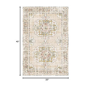 Corismatte Washable Bohemian Doormat, Non-Slip Small Rug for Entrance, Multi/Brown 2’x3’