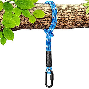 BeneLabel Tree Swing Rope, Hammock Tree Swing Hanging Strap, Heavy Duty Carabiner, for Indoor Outdoor Swing Hammock Playground Set Accessories, 4 ft, 1 Pcs, Blue