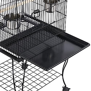 Topeakmart 55'' Triple Roof Top Large Medium Parrot Bird Cage for Cockatiel Conure Green Cheek Parakeet Caique with Removable Stand