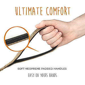 Mighty Paw Tactical Dog Leash - Dual Handle - Shock Absorbing Bungee Dog Leash - Comfortable Neoprene Padding - Premium Leash - Long Dog Leash - Dog Leash with Traffic Handle - Dog Lead (Canvas)