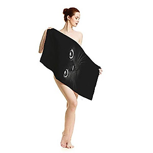 oFloral Black Cat Hand Towels Cotton Washcloths,Cool Cat Head On Black Comfortable Soft Towels for Bathroom/Kitchen/Yoga/Golf/Hair/Face Towel for Men/Women/Girl/Boys 15X30 Inch