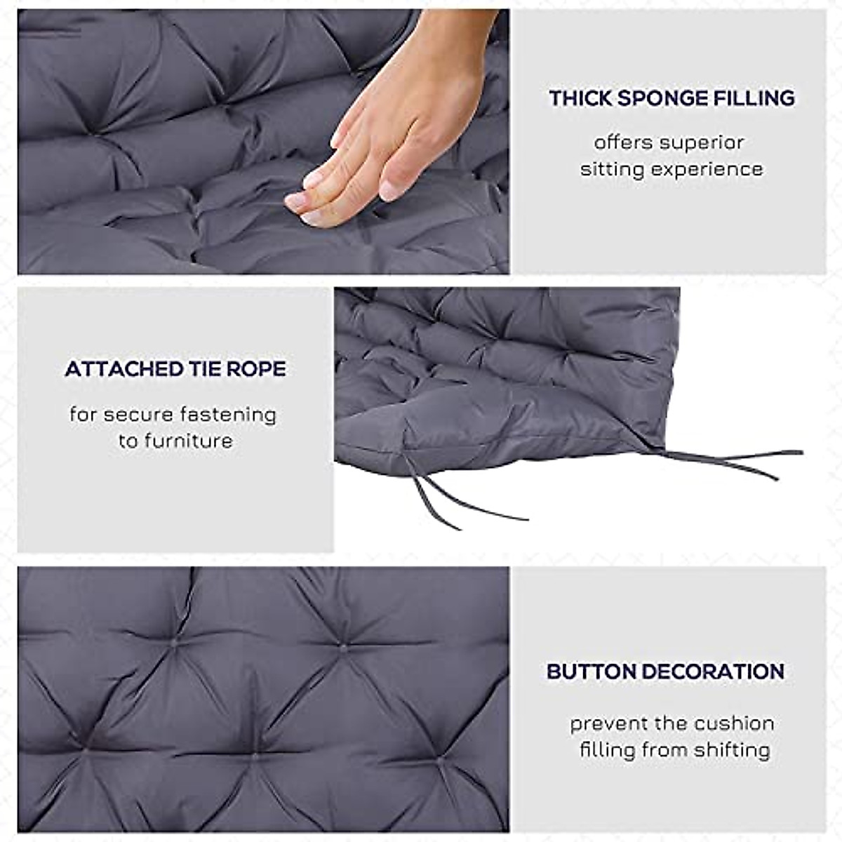 Replacement Cushions for Outdoor Swing, Swing Replacement Cushions with 6 Ties, 2-3 Seat Swing Cushions for Outdoor Furniture, for Garden Benches, Swings,Sofa (Fruit Green,59x39.3x3.1)…