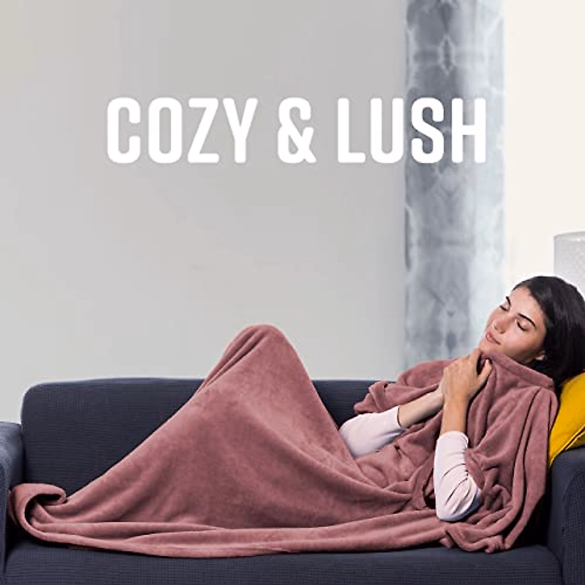 CANDY CANE Premium Wearable Blanket 70"x50" with Three Holes - Super Soft, Lightweight, Microplush, Cozy and Functional Throw Blanket for Adult, Women and Men (Sunset Pink)