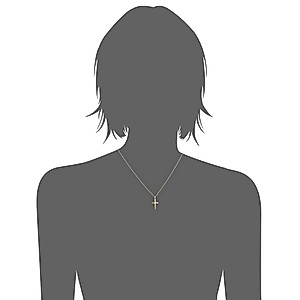 Amazon Essentials womens 14k Yellow Gold Solid Diamond-Accented Cross Pendant Necklace, 18" (previously Amazon Collection)